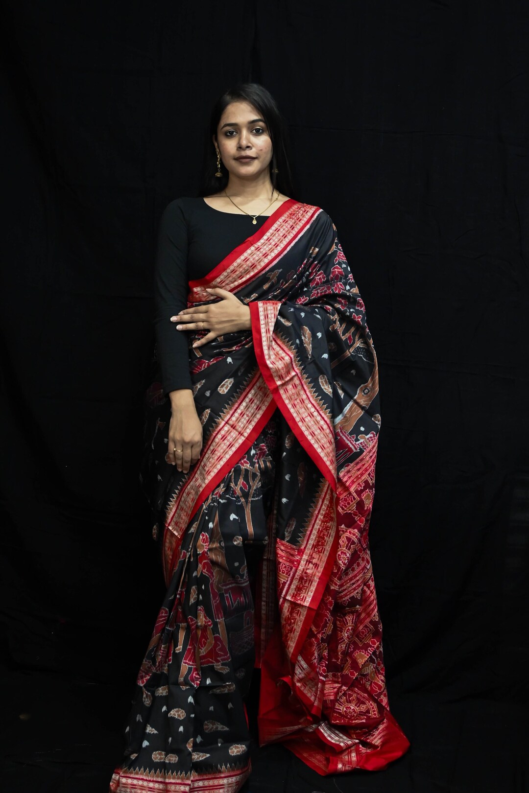 Black Mahula Benta Odisha Ikat Sambaluri Silk Saree-odisha Weaves ...