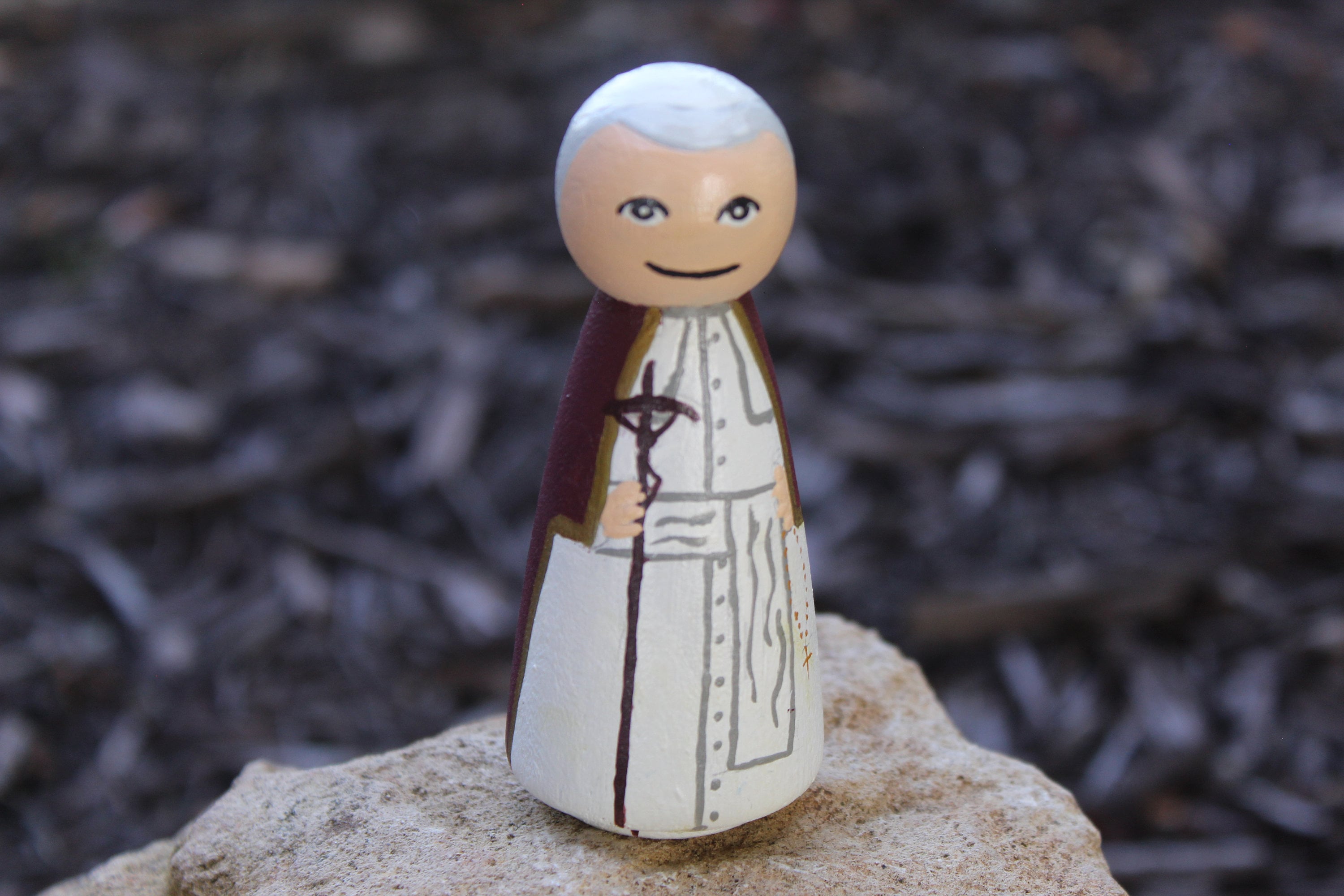 St. John Paul II Wooden Peg Doll, Catholic Gifts, Baptism, First ...