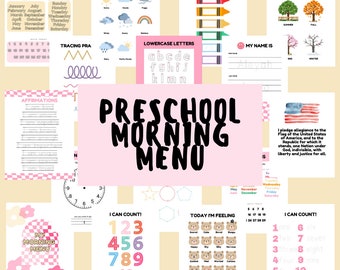 PRESCHOOL Morning Menu, Homeschool Morning Menu, Kindergarten ...