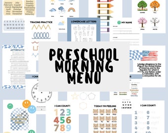 PRESCHOOL Morning Menu, Homeschool Morning Menu, Kindergarten ...
