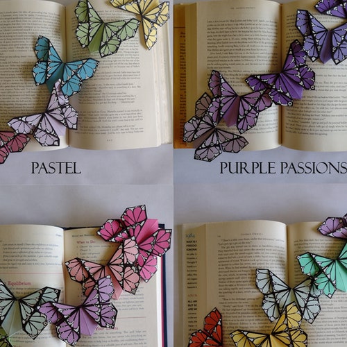 Set of 5 Paper Origami Butterfly Corner Bookmarks 4 - Etsy