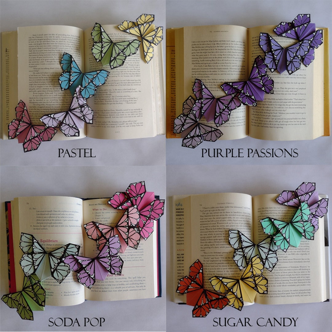 Set of 5 ~ Paper Origami Butterfly Corner Bookmarks ~ 4 Different ...