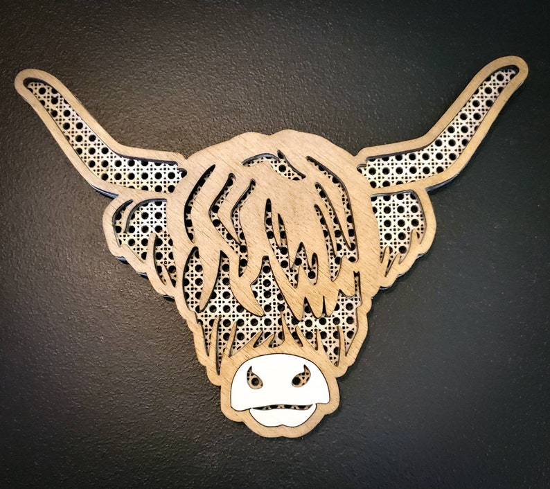Cane Rattan Highland Cow, Wicker Farm Animals, Cane Rattan Wall Decor ...
