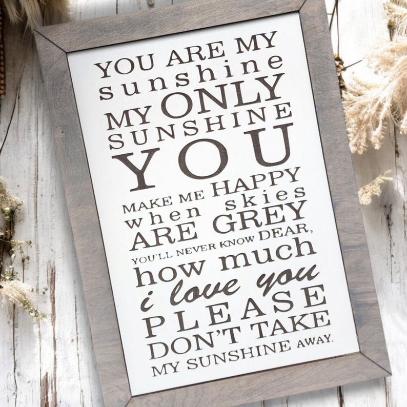 You Are My Sunshine Sign, Engraved Song Lyric Sign, Meaningful Sign ...