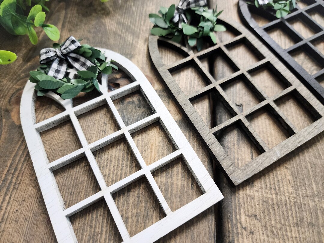 Farmhouse Window With Wreath, Tier Tray Window, Arch Window Decor, Mini ...