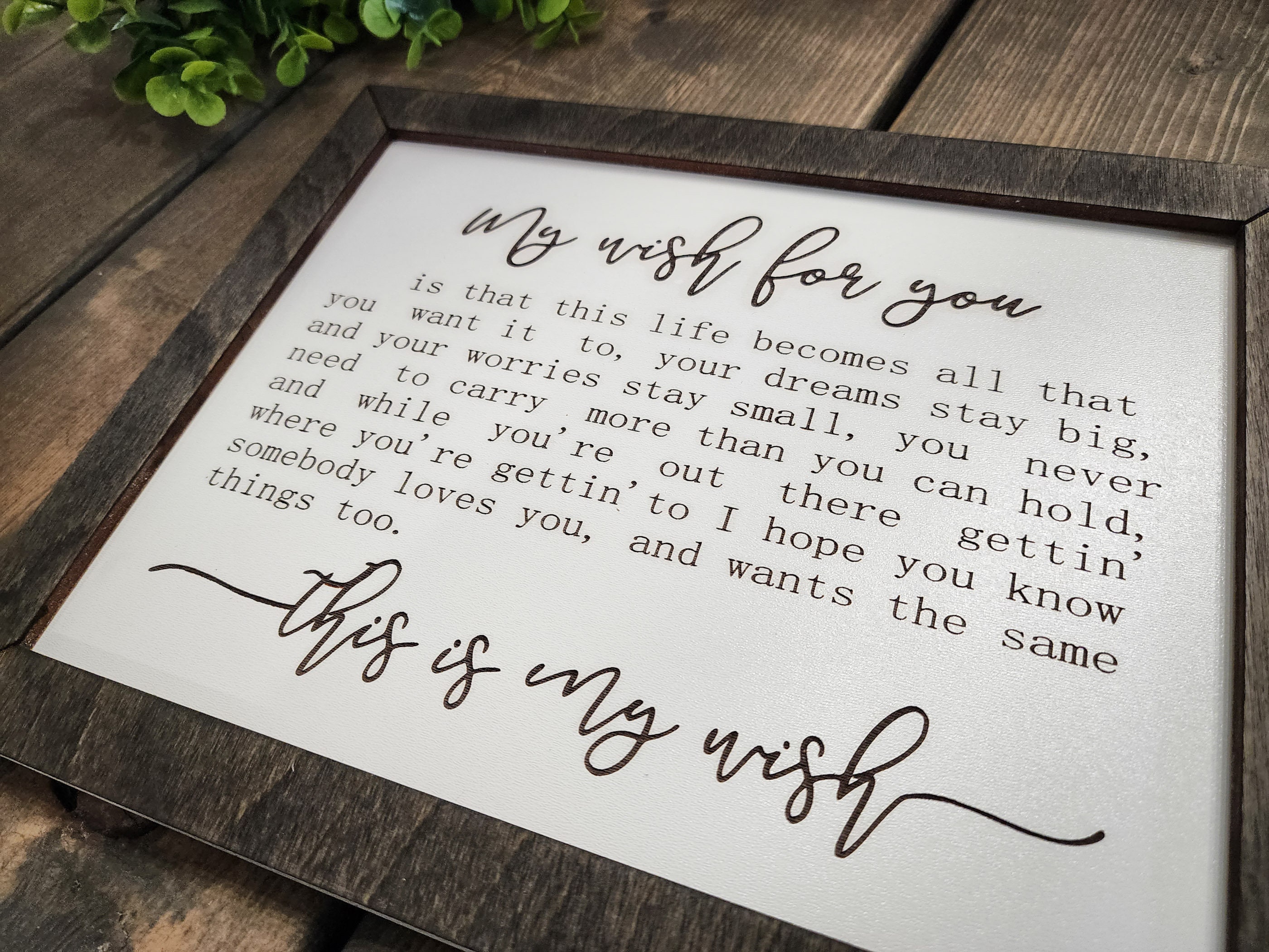 My Wish for You Sign, Engraved Wooden Sign, Song Lyric Sign, Love Song ...