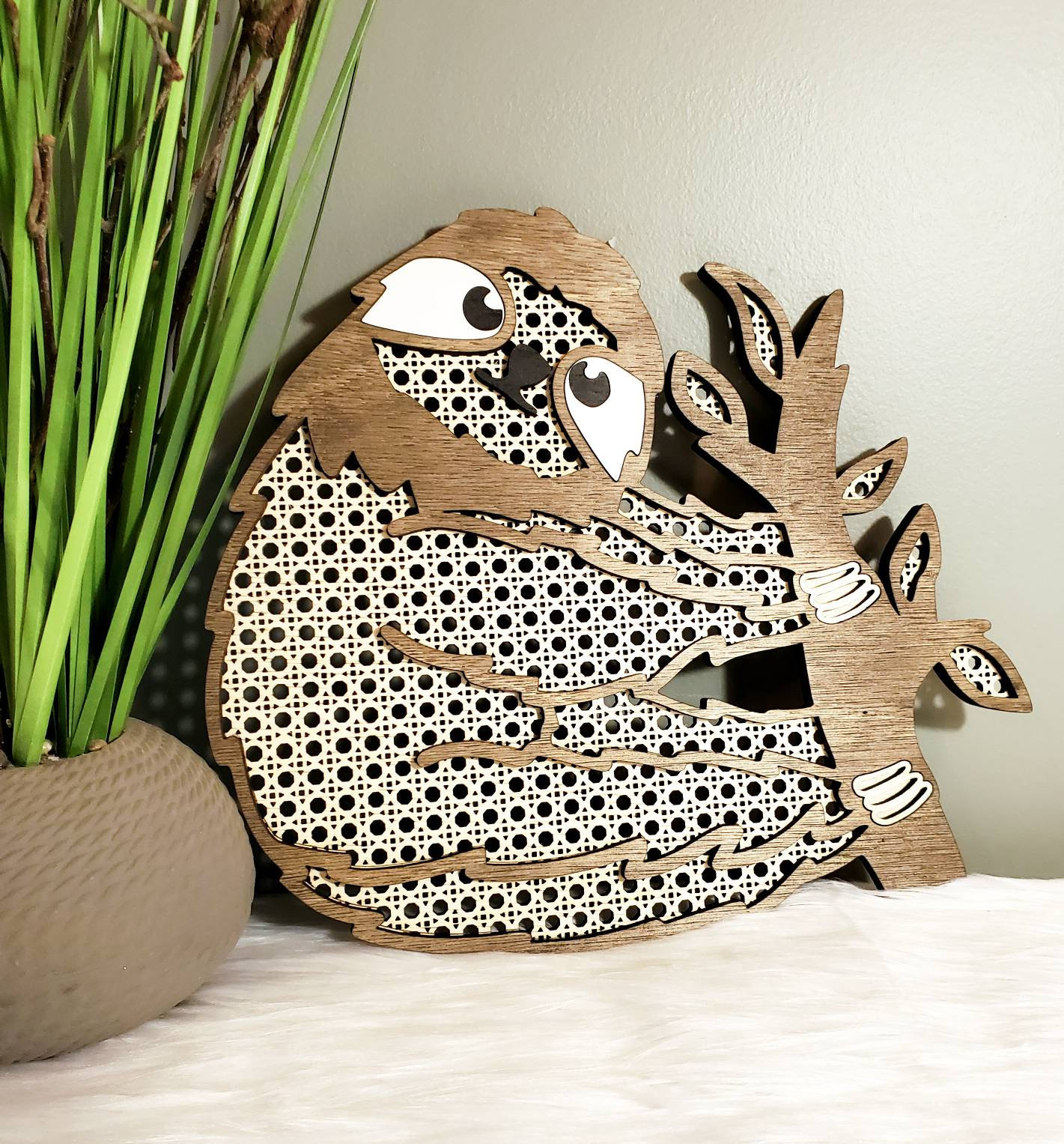 Wicker Boho Sloth Cane Rattan Animals Rattan Nursery Decor - Etsy
