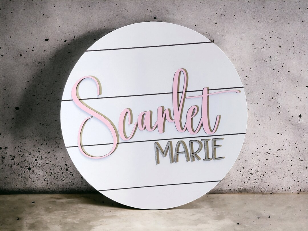 Cursive Girls Name Sign, Ship Lap Signs, Custom Round Name Plaque ...