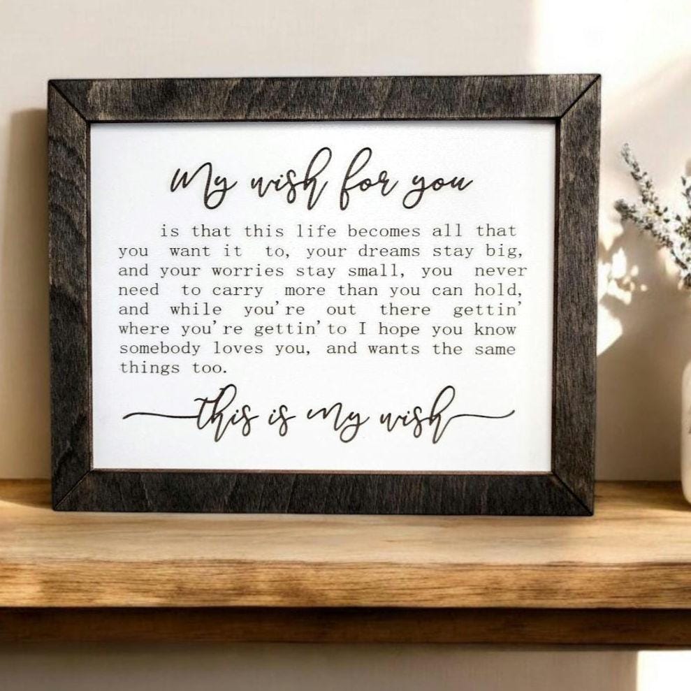 My Wish for You Sign, Engraved Wooden Sign, Song Lyric Sign, Love Song ...