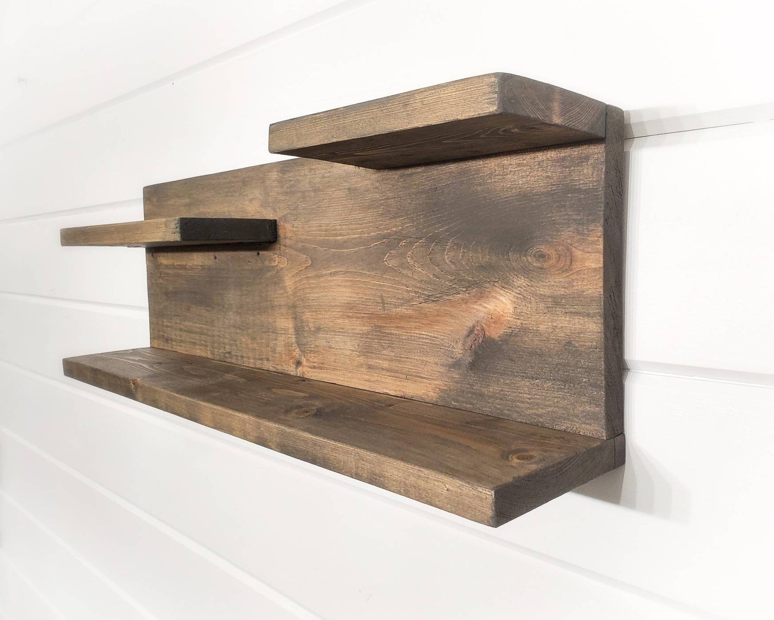 Wooden 3 Ledge Rustic Shelf 3 Tier Decorative Shelf/wall - Etsy