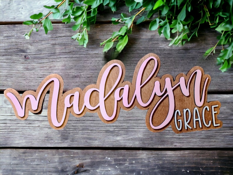 3D Wooden Name Sign, Custom Kid Signs, Cursive Name Plaque ...