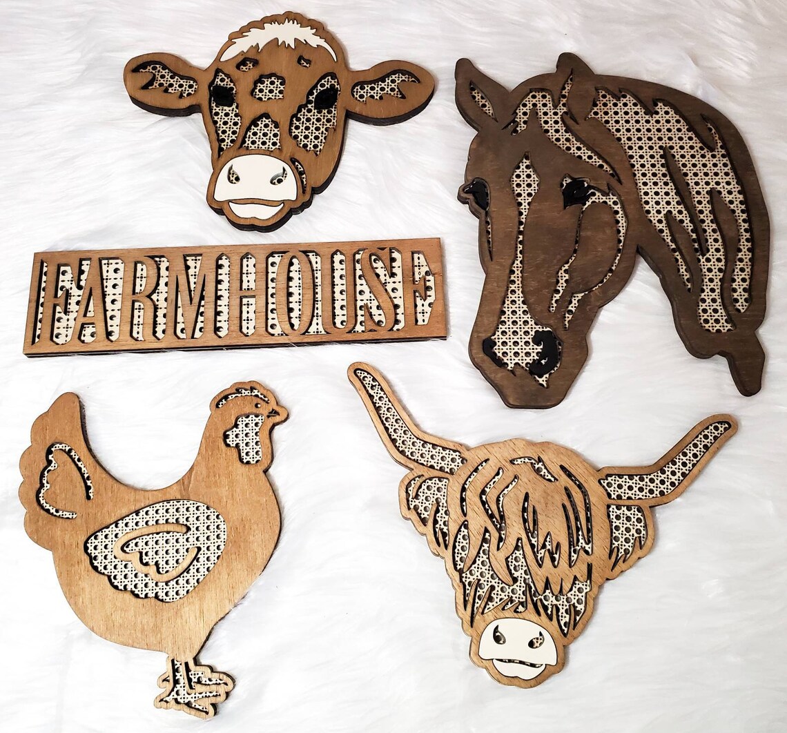 Cane Rattan Highland Cow Wicker Farm Animals Cane Rattan - Etsy