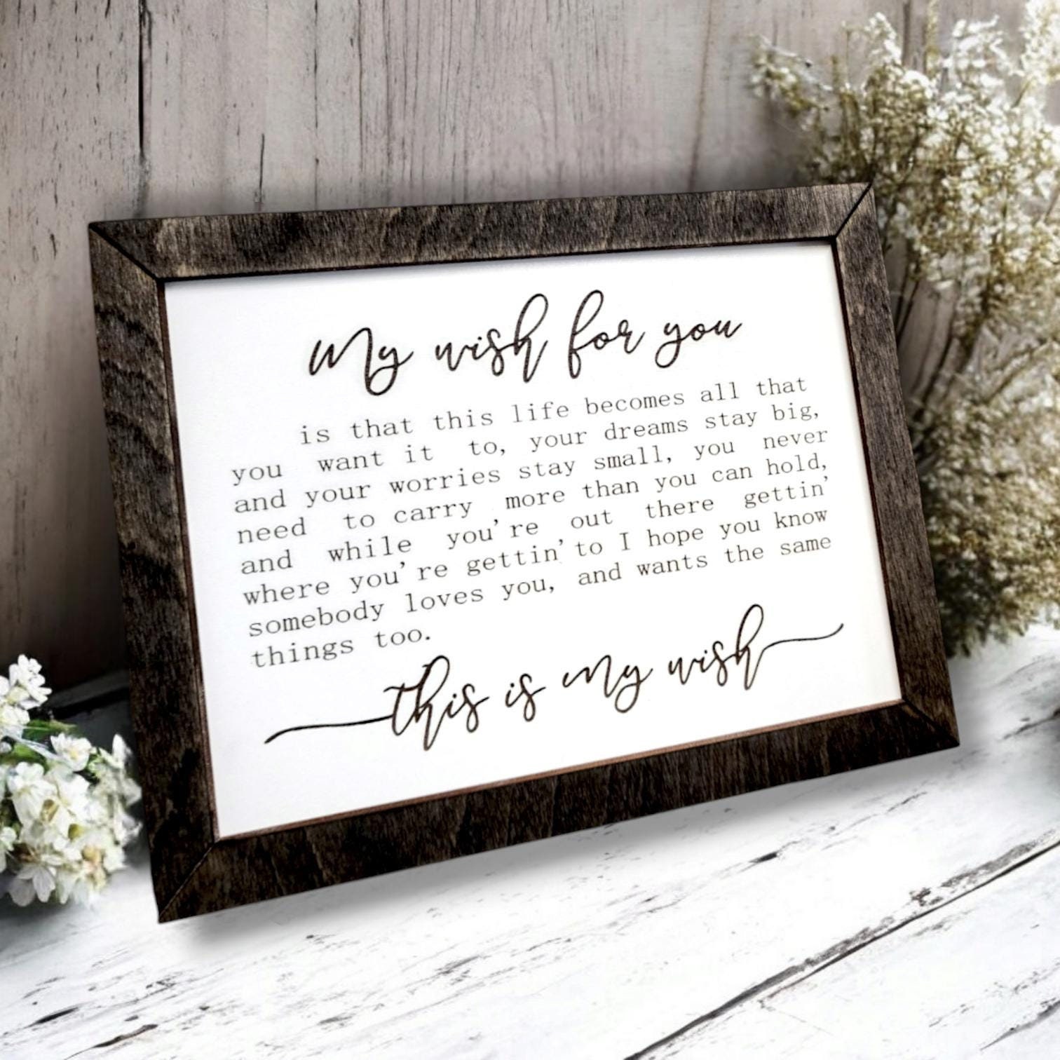 My Wish for You Sign, Engraved Wooden Sign, Song Lyric Sign, Love Song ...