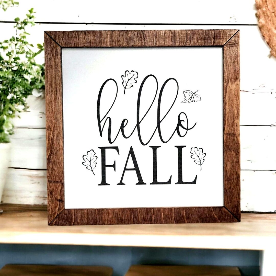 Hello Fall, Engraved Wooden Sign, Rustic/vintage, Wooden Fall Sign ...