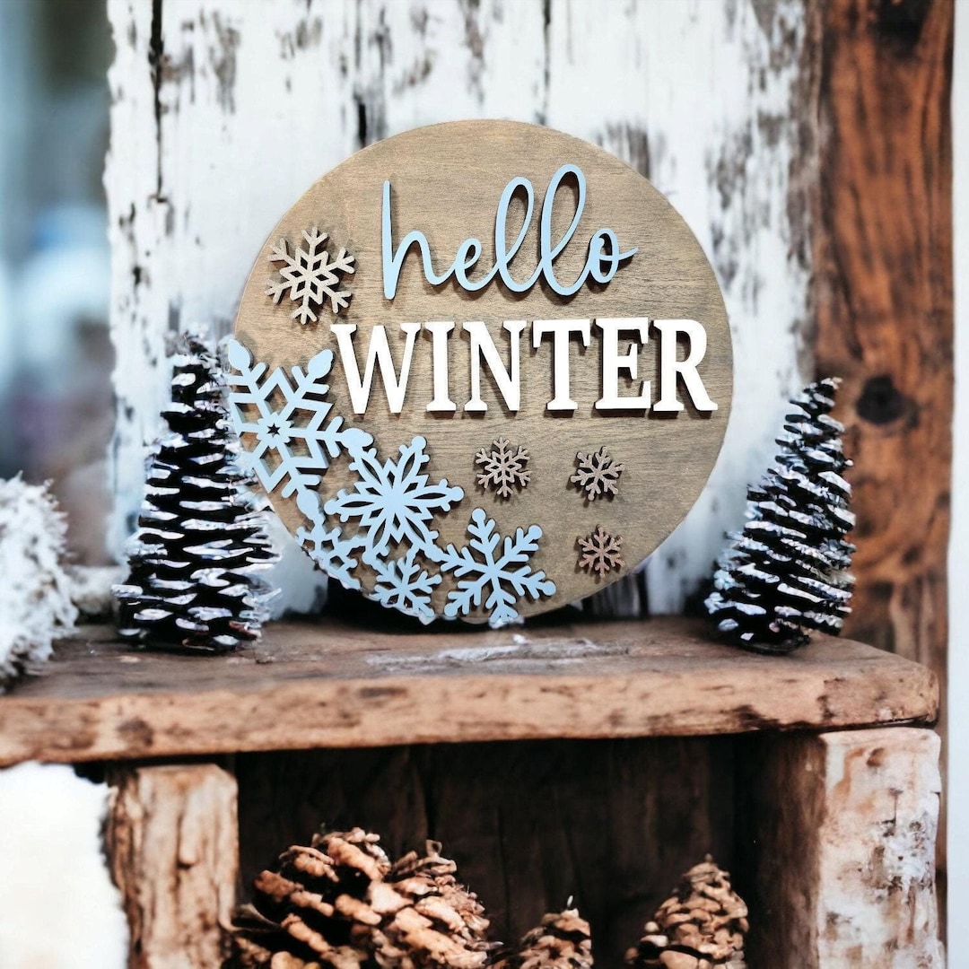 Hello Winter Snowflake Sign, Winter Welcome Sign, Snowflake Decor ...