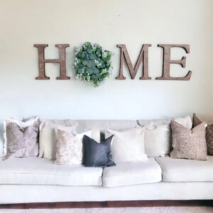 Wood Home Wall Letter Cut Outs With Wreath, Large Wall Decor, Farmhouse ...
