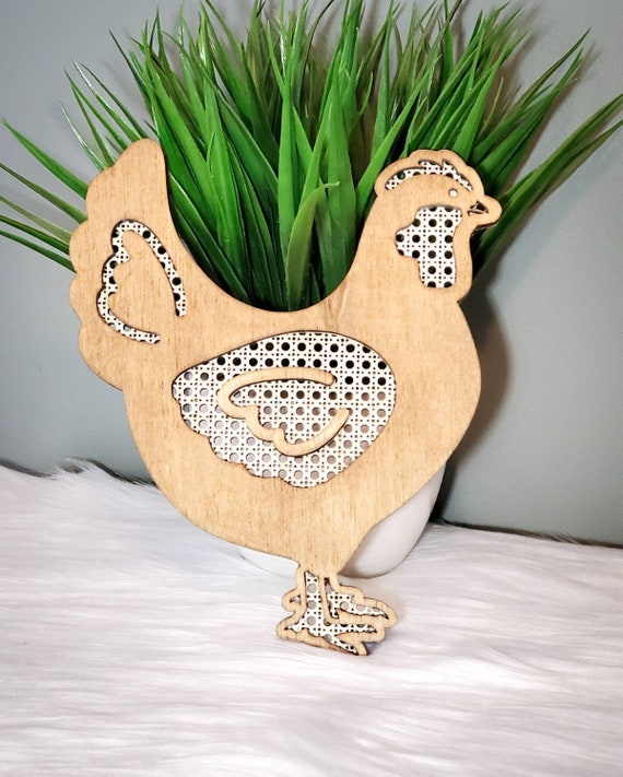 Farmhouse Rattan Chicken Wicker Farm Animals Cane Rattan | Etsy