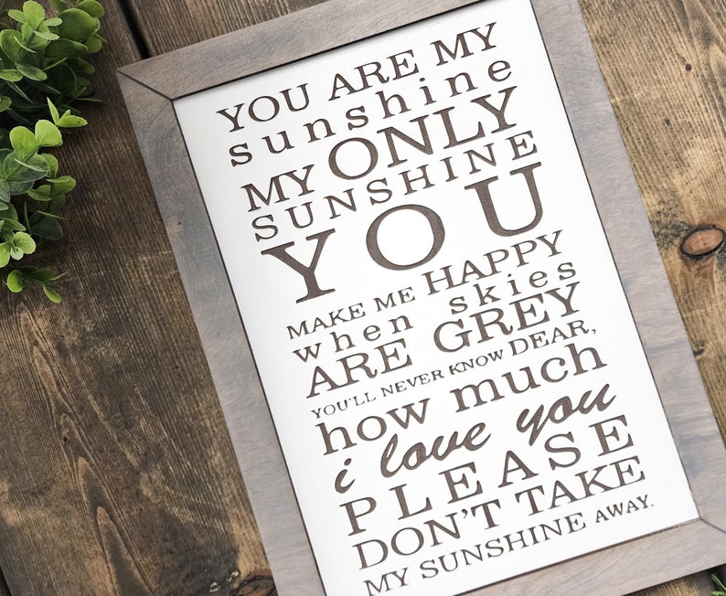 You Are My Sunshine Sign, Engraved Song Lyric Sign, Meaningful Sign ...