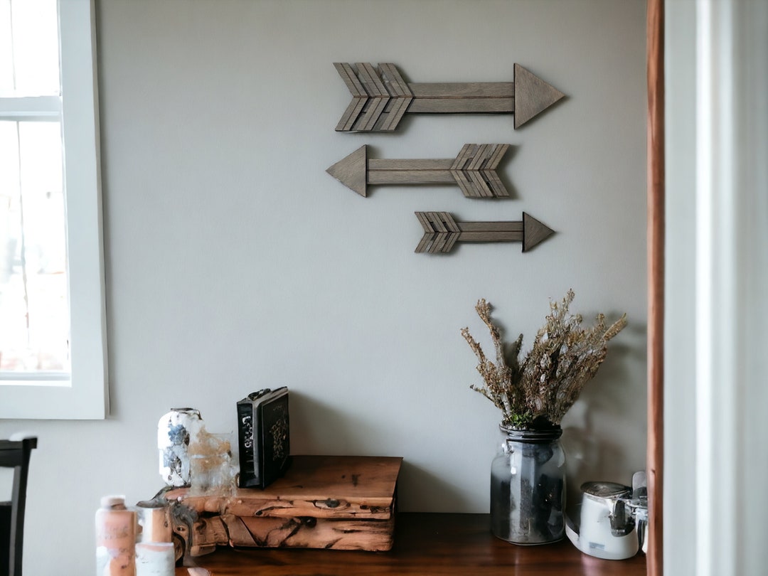 Wooden Arrow Sign Set, Vintage Arrows, Wood Arrow Wall Art, Rustic ...