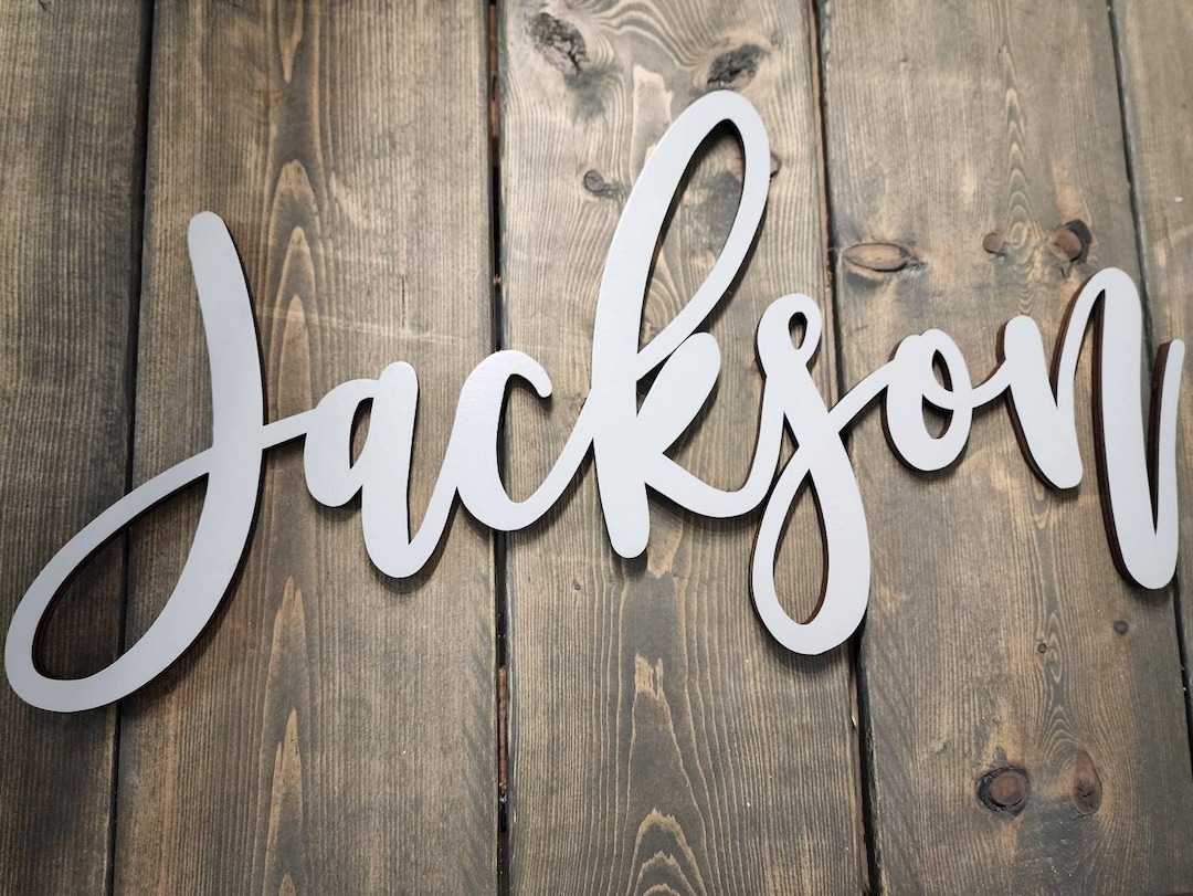 Cursive Laser Cut Names, Cursive Baby Name Sign, Wood Script Wall Name ...