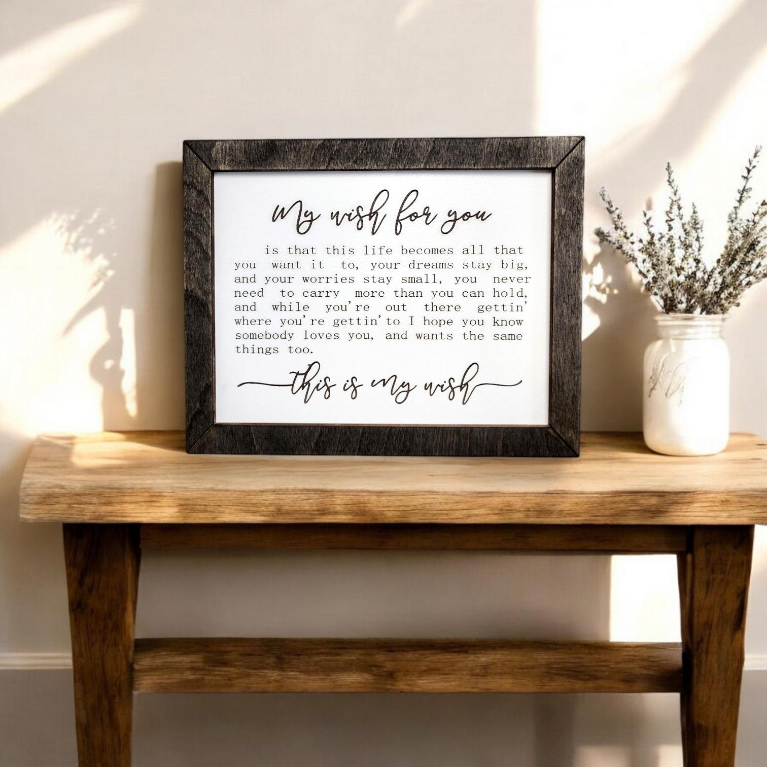 My Wish for You Sign, Engraved Wooden Sign, Song Lyric Sign, Love Song ...