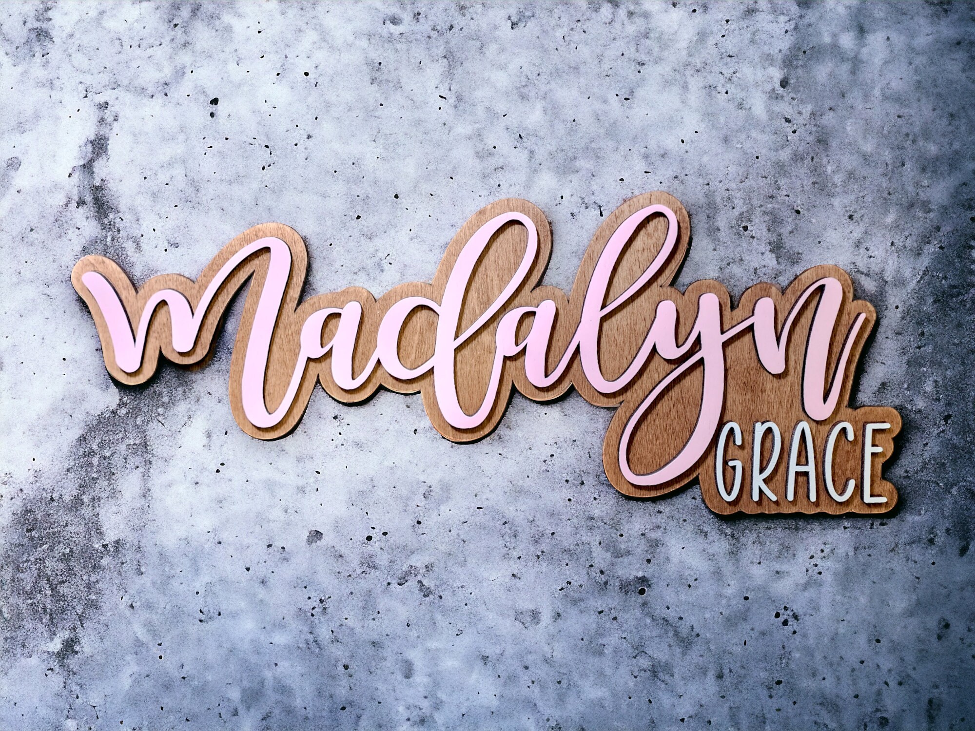 3D Wooden Name Sign, Custom Kid Signs, Cursive Name Plaque ...