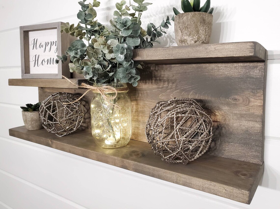 Wooden 3 Ledge Rustic Shelf 3 Tier Decorative Shelf/wall - Etsy