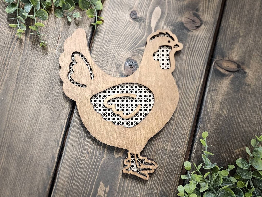Farmhouse Rattan Chicken, Wicker Farm Animals, Cane Rattan Wall Decor ...