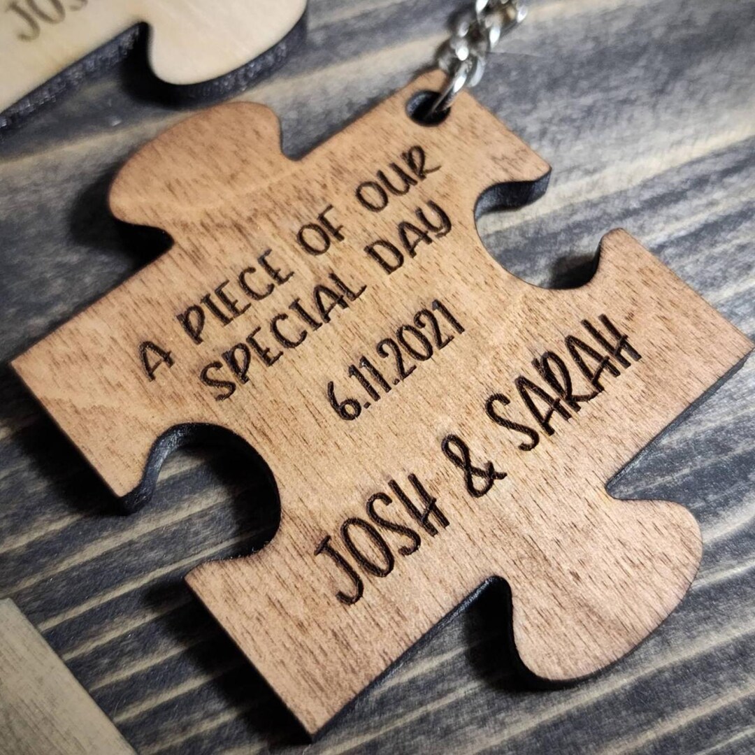 Wooden Puzzle Piece Party Tags, Personalized Wedding Favors, Wedding ...