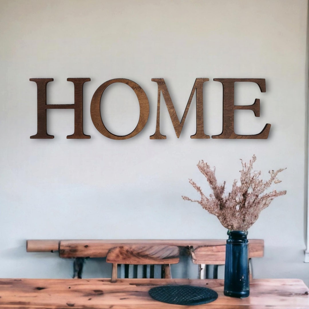 Rustic Wooden Home Wall Letter Cut Outs, Large Wall Letter Decor ...