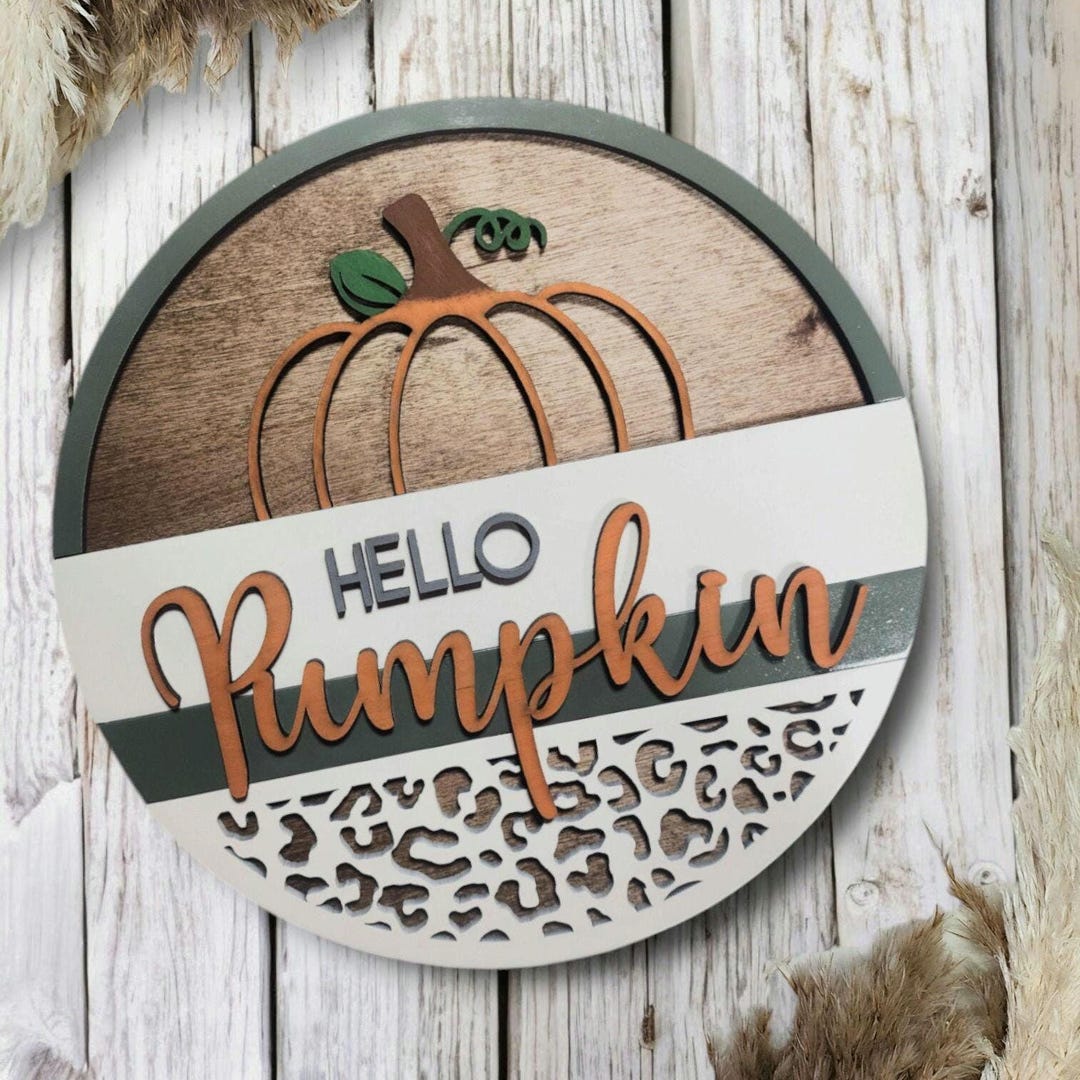 Hello Pumpkin Sign, Wood Fall Round, Modern Farmhouse, Autumn/fall ...