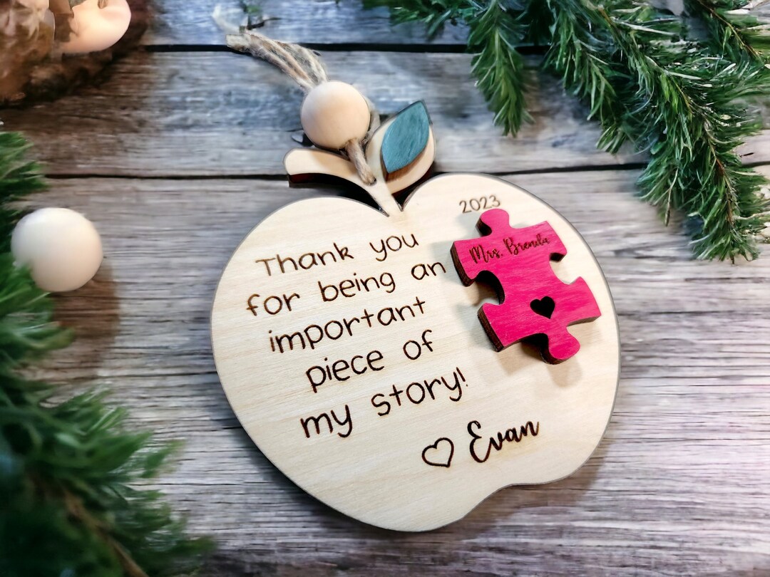Apple Teacher Appreciation Ornament, Wood, Laser Cut, Holiday Ornament ...