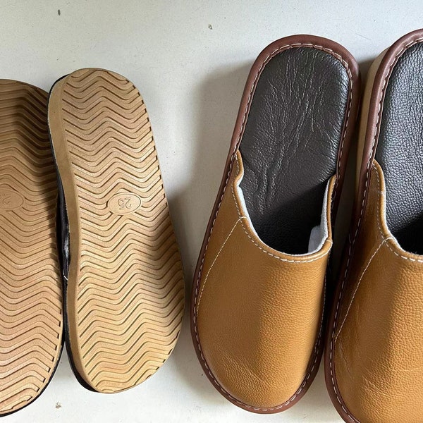Leather Slippers - Etsy