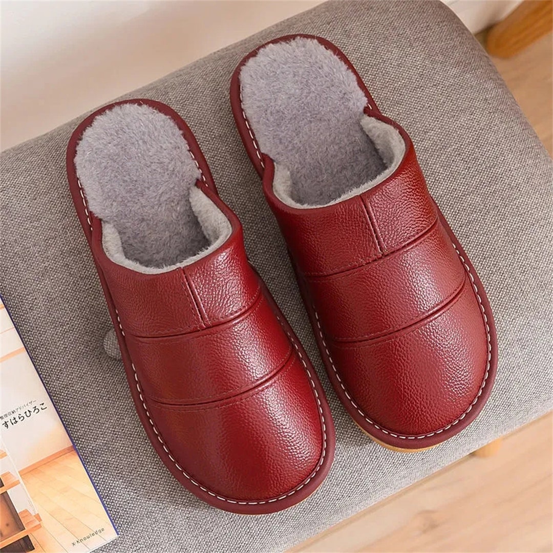 Vintage Pure Handmade Leather Slippers Lovers Indoor Fashion - Etsy