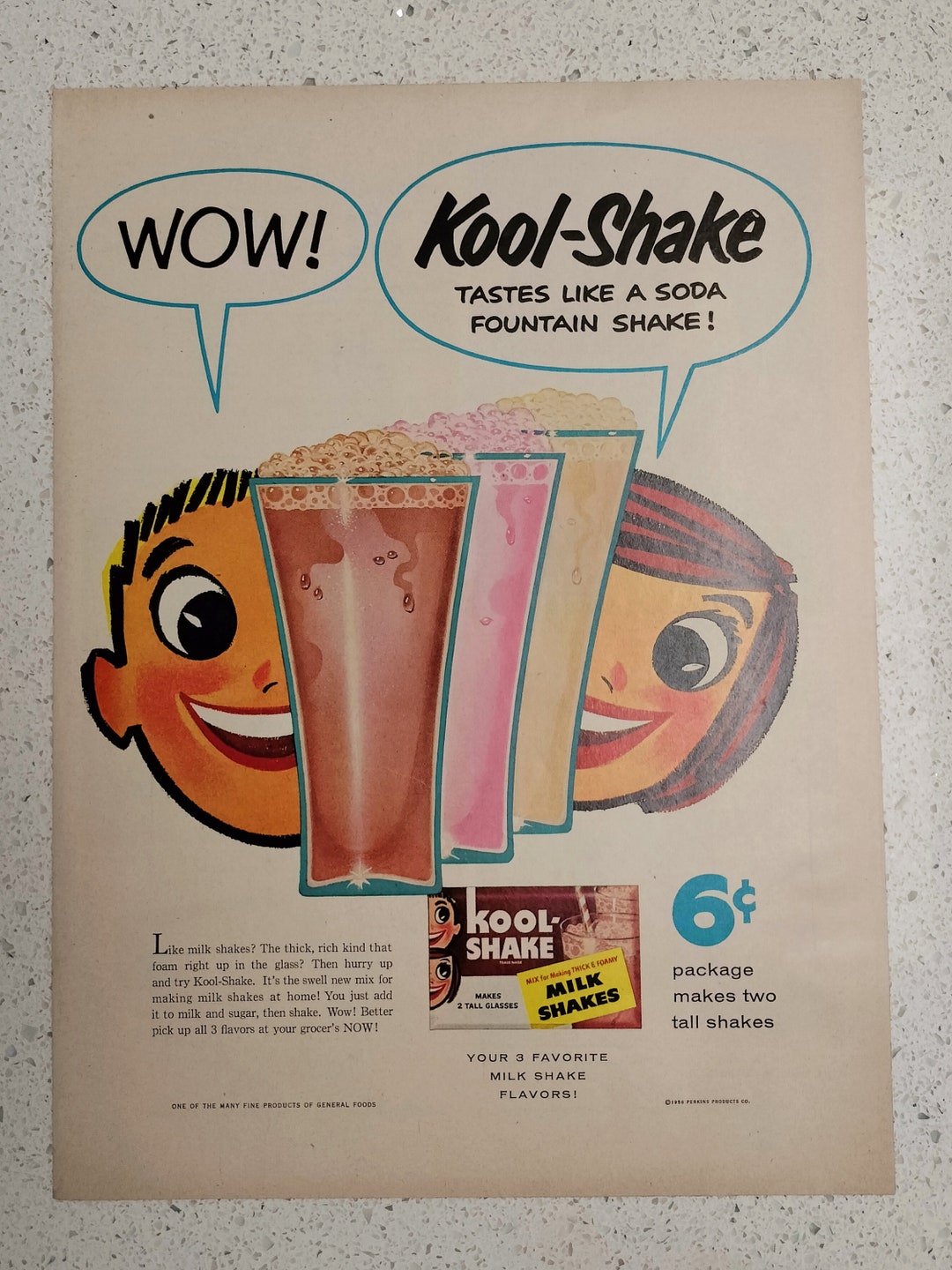 1950s, Vintage Kool-shake, Milk Shakes Magazine Ad Page, Retro, Vintage ...