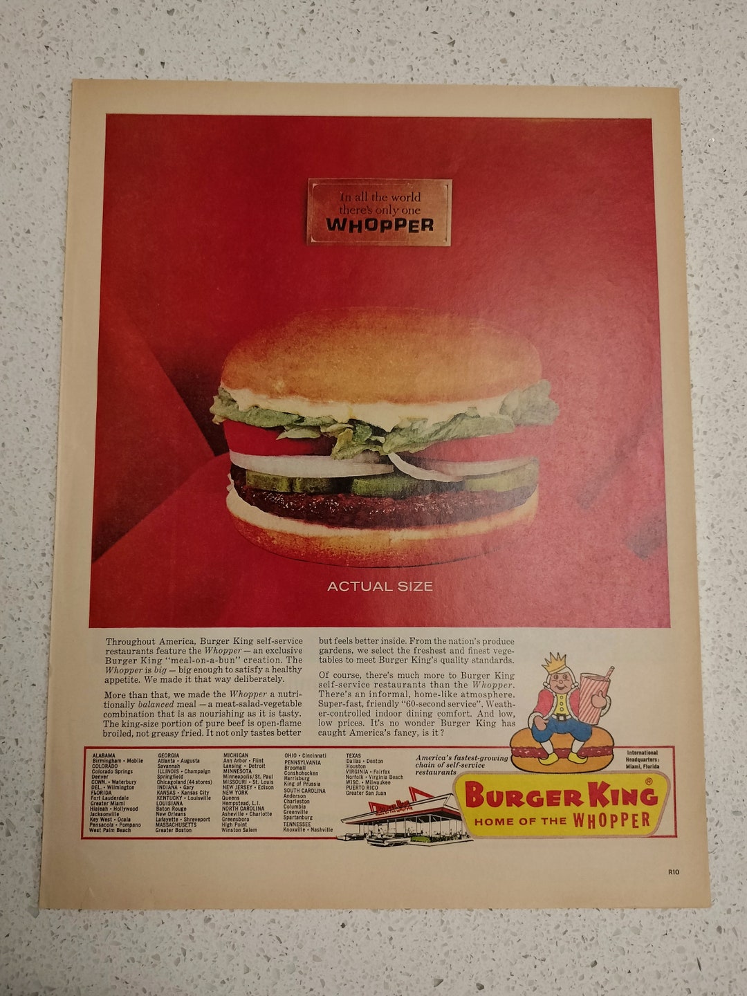 1960s, Vintage Burger King, Whopper, Magazine Ad, Retro Vintage Art ...