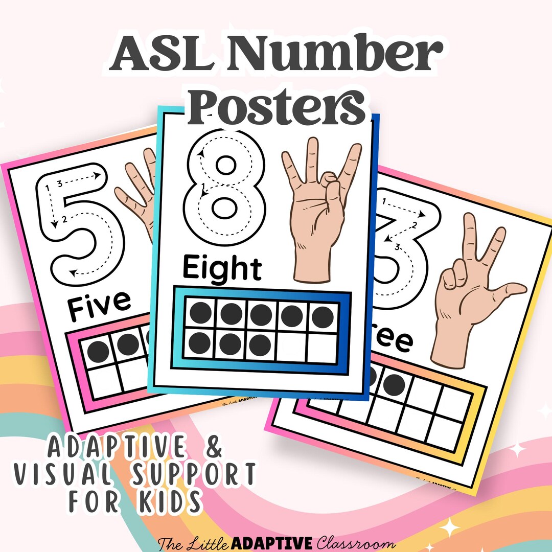 ASL Number Posters 0-10 | Set of 11 American Sign Language Wall Prints ...