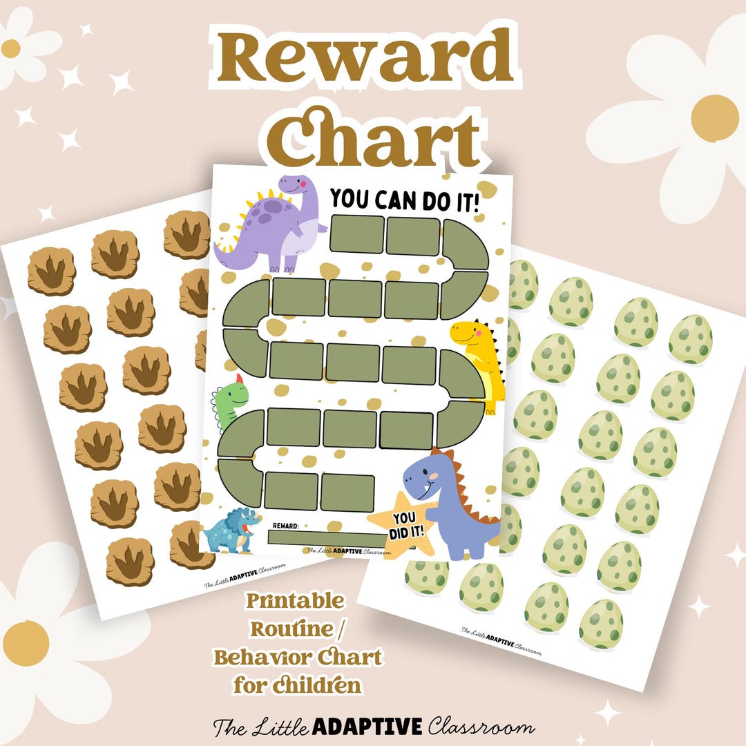 Dinosaur Kids Reward Chart: Ready to Print Behavior Potty Training ...