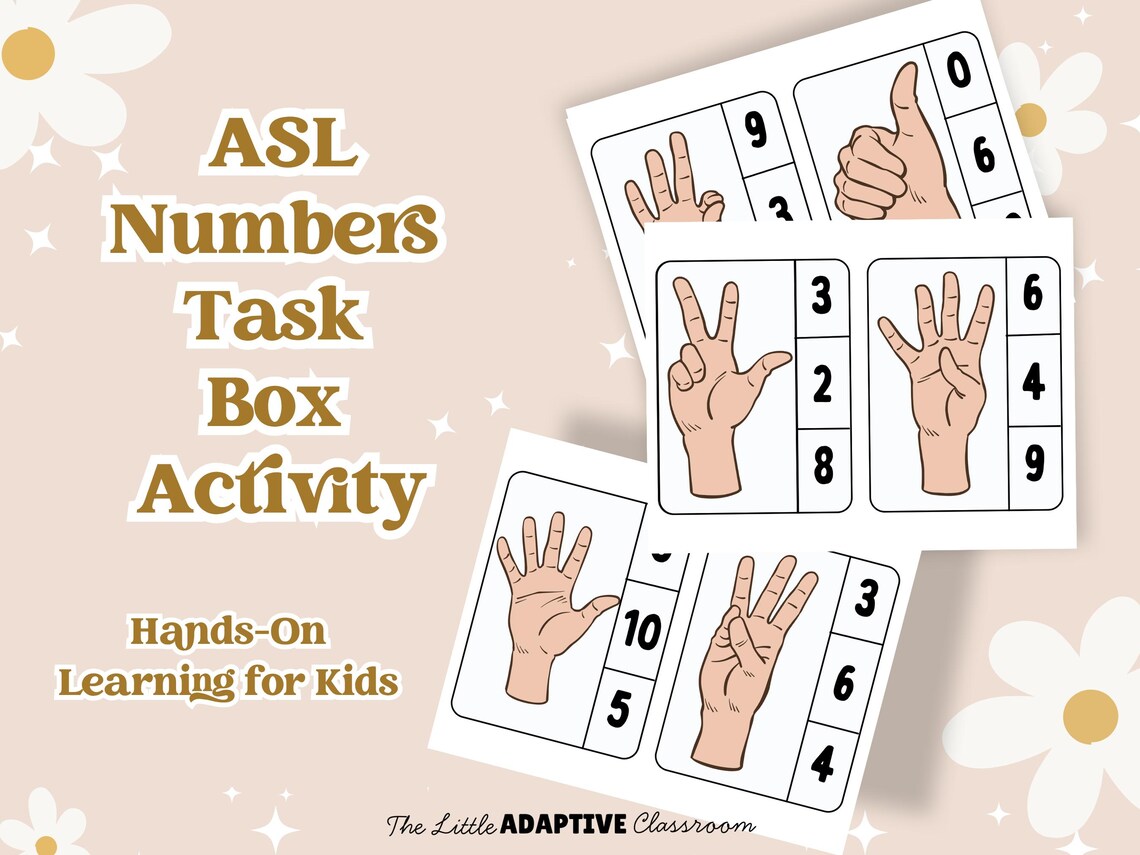 ASL Numbers Task Box Activity: Printable Learning Cards (digital ...