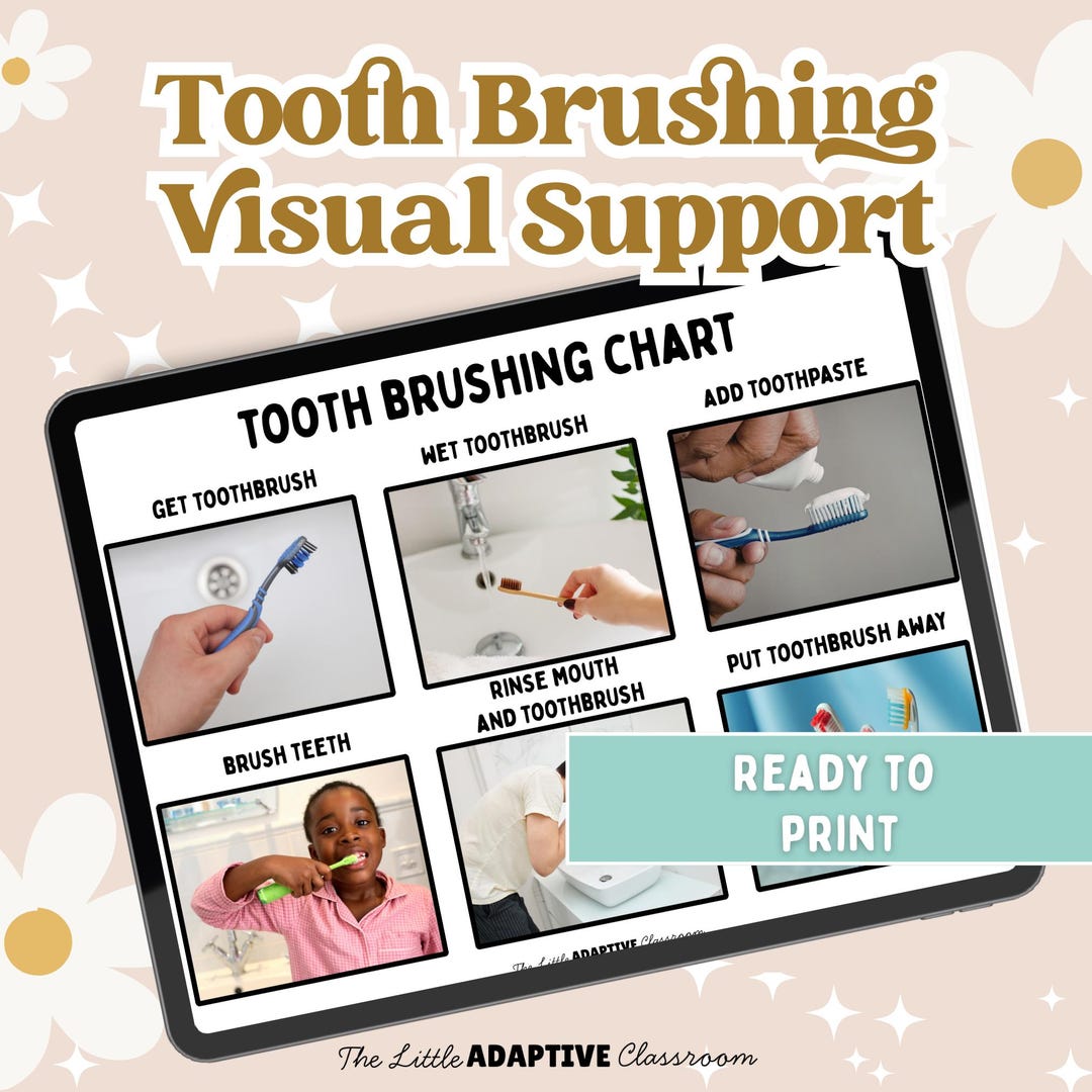 Tooth Brushing Visual Schedule | Autism, ADHD Life Skills Routine Chart ...