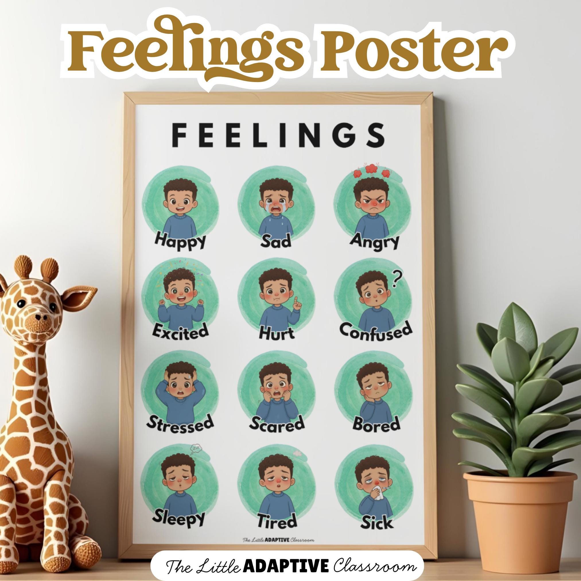 Feelings Poster for Kids – Emotions Chart, Autism Classroom Decor ...