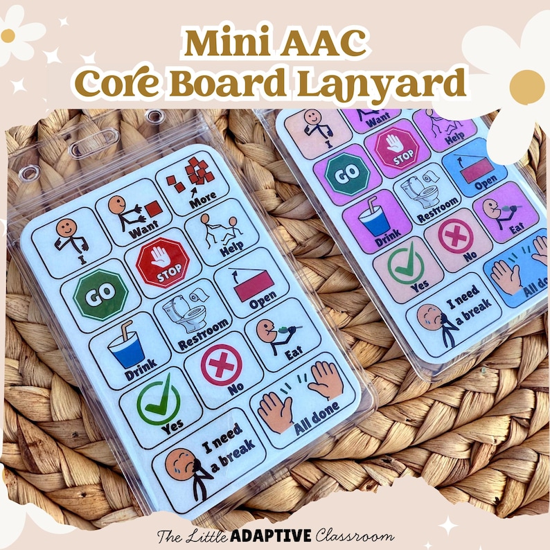 Mini AAC Core Board With Lanyard | Nonverbal Communication Tool - Etsy