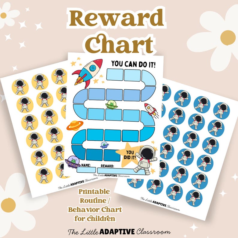 Space Kids Reward Chart: Ready to Print Behavior Potty Training Chart ...