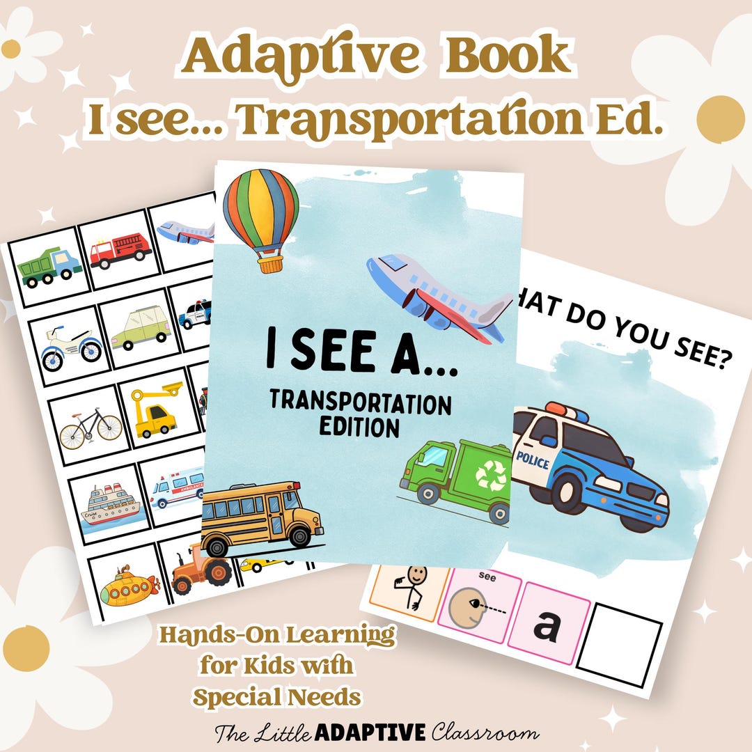 Transportation Adaptive Book, Autism AAC Speech Therapy (digital ...