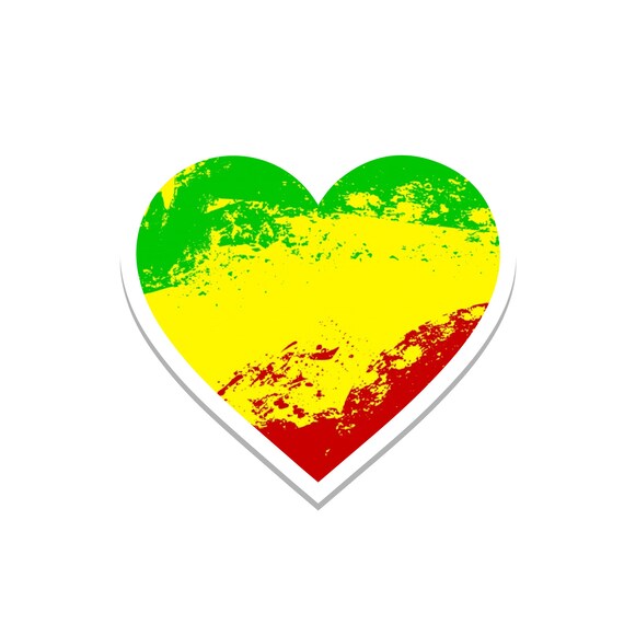 Rasta Heart Sticker Set | Etsy