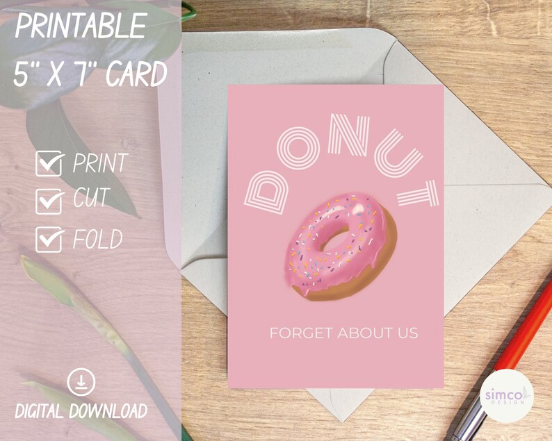 Printable Leaving Card 'DONUT Forget About Us', Funny Leaving Card ...
