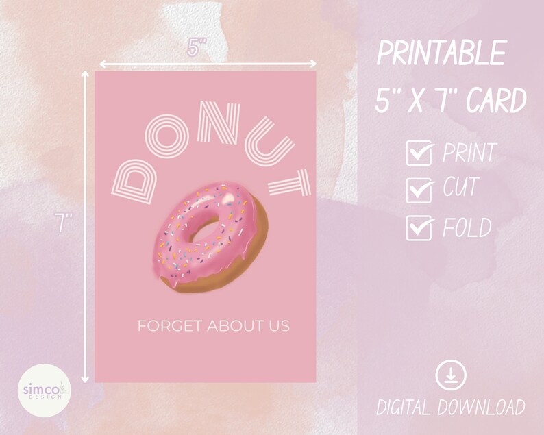 Printable Leaving Card 'DONUT Forget About Us', Funny Leaving Card ...
