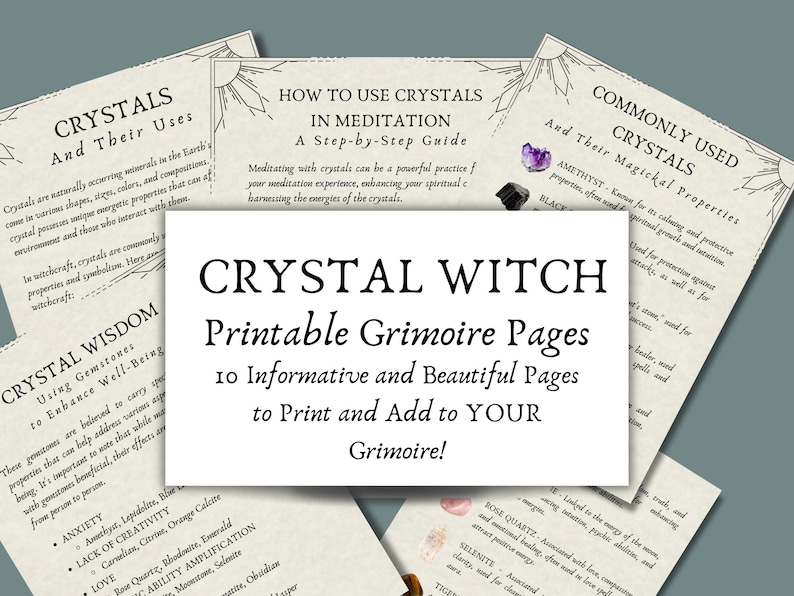 CRYSTAL WITCH || Printable Grimoire Pages on Crystals and How to Use ...