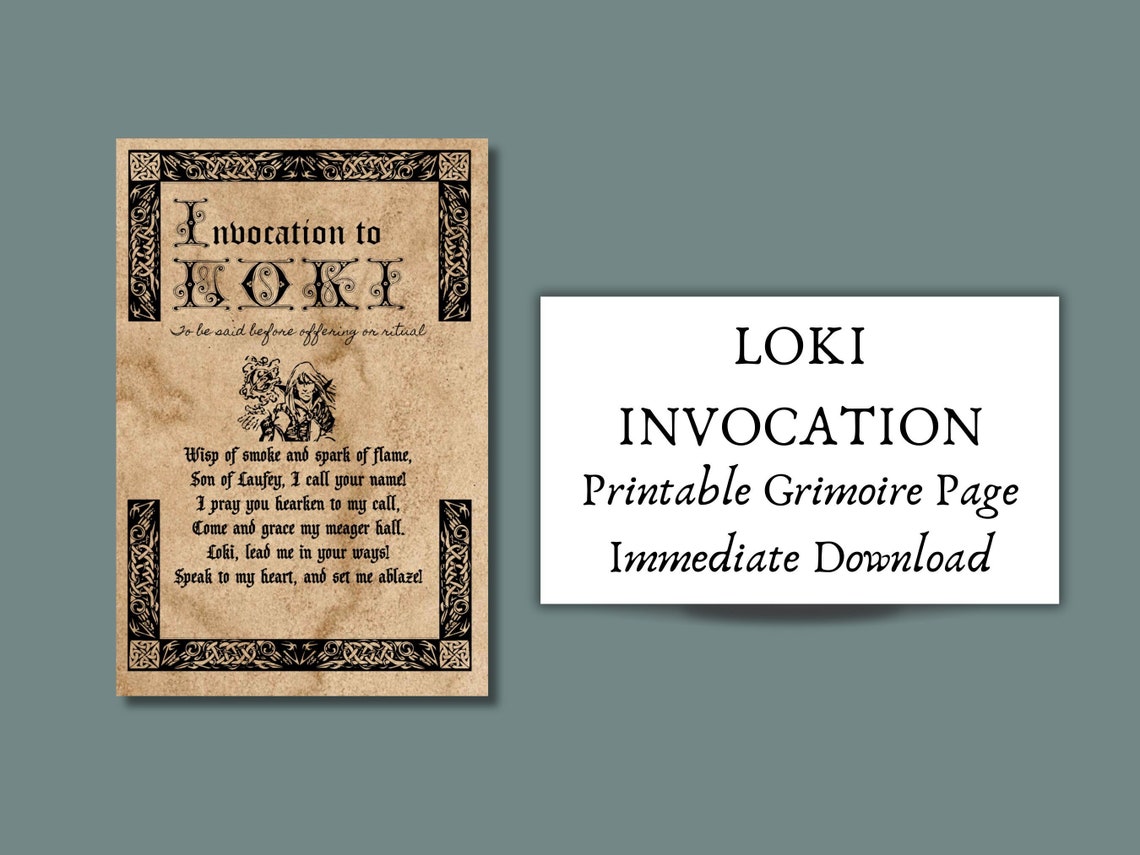 Loki Norse God Invocation Prayer Printable Book of Shadows Page - Etsy