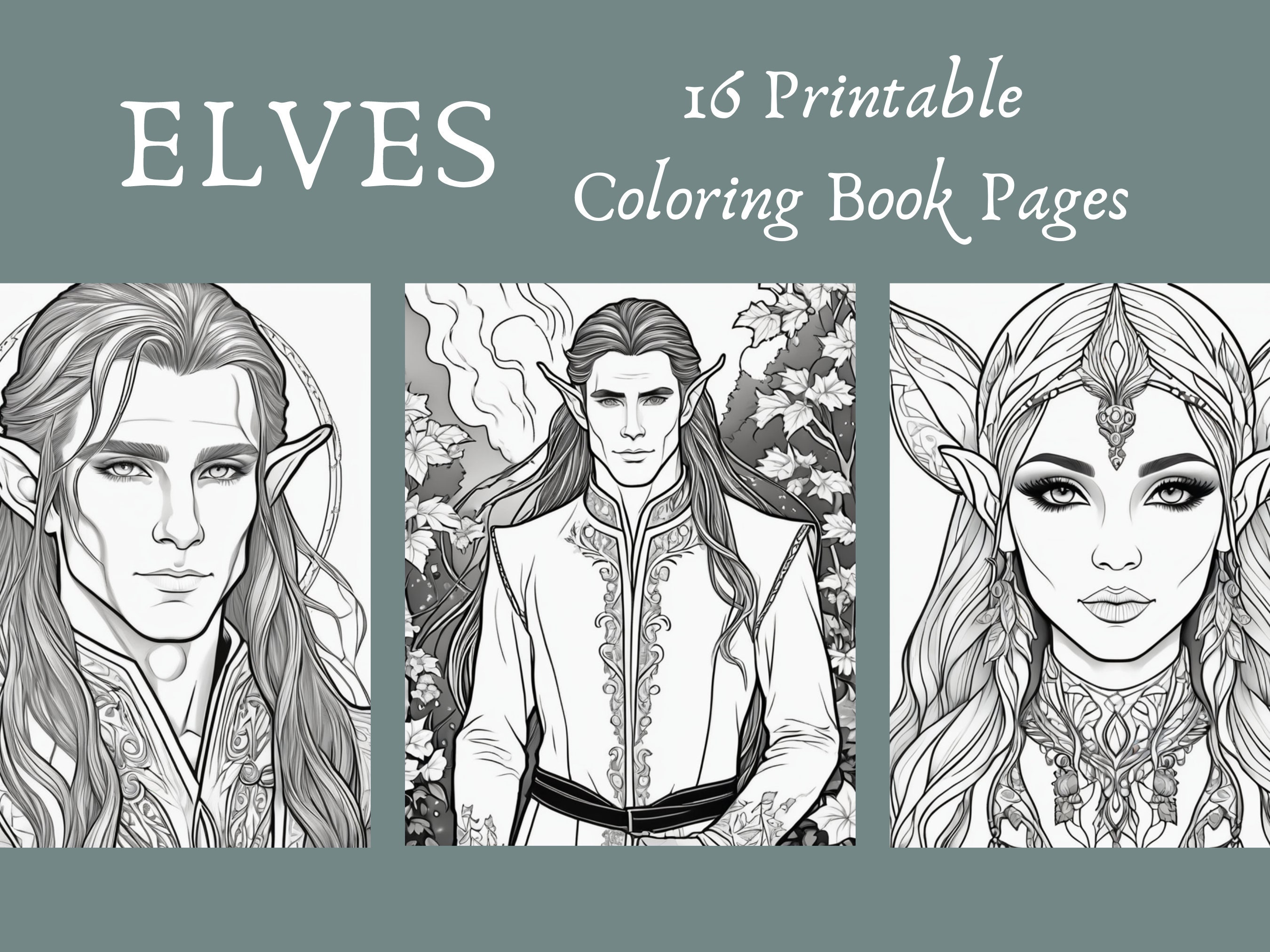 ELVES || 16 Printable Coloring Book Pages - Etsy